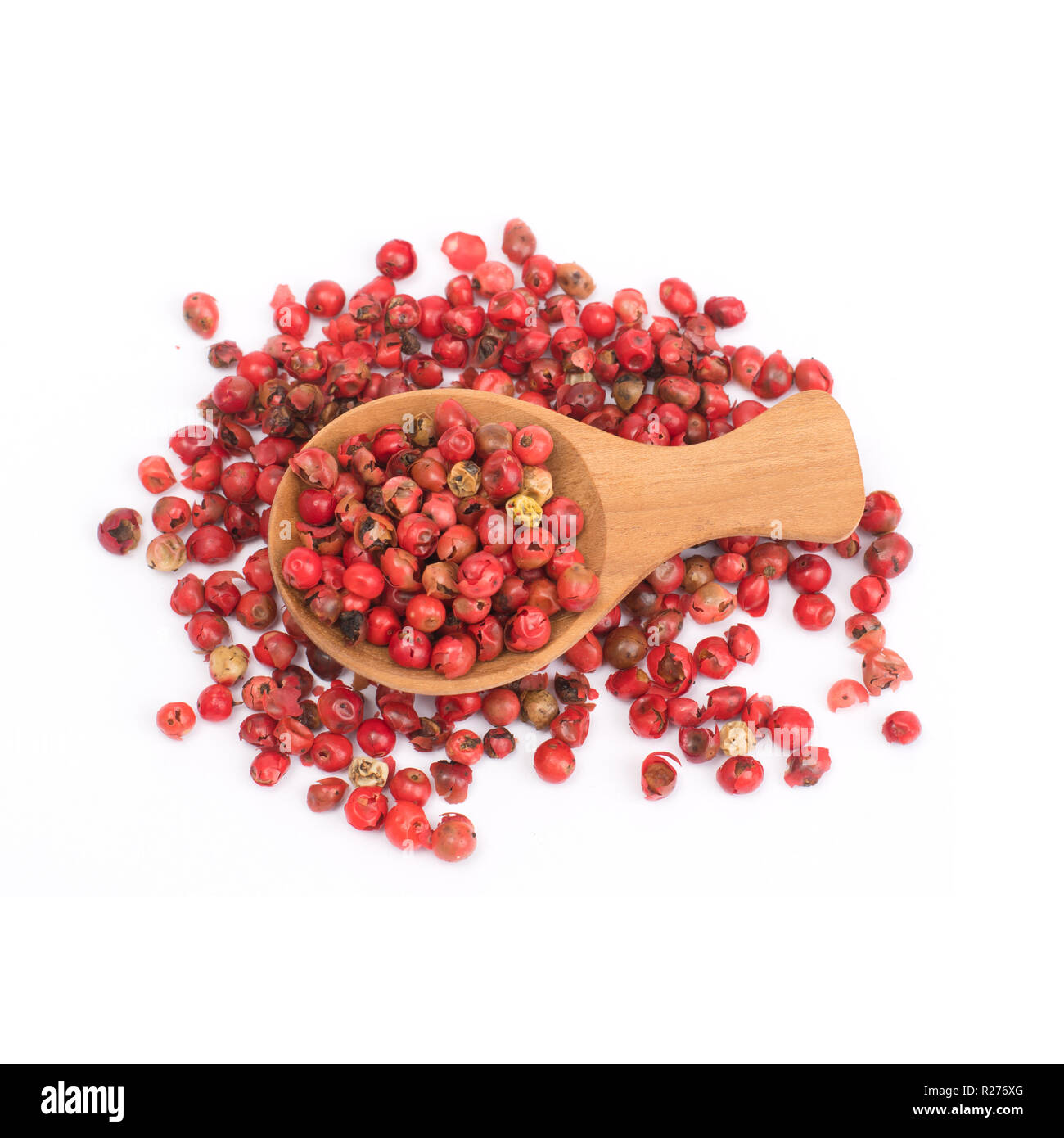 pink peppercorns isolated on white background, dried berries of ...