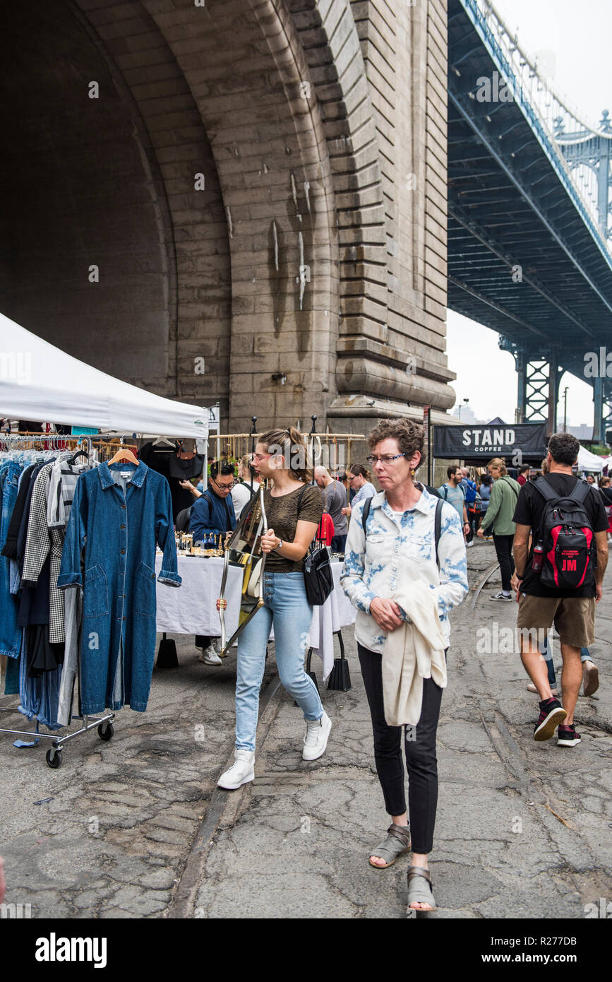 Brooklyn, NY, USA - October 8, 2018: The Brooklyn Flea, Dumbo Brooklyn ...