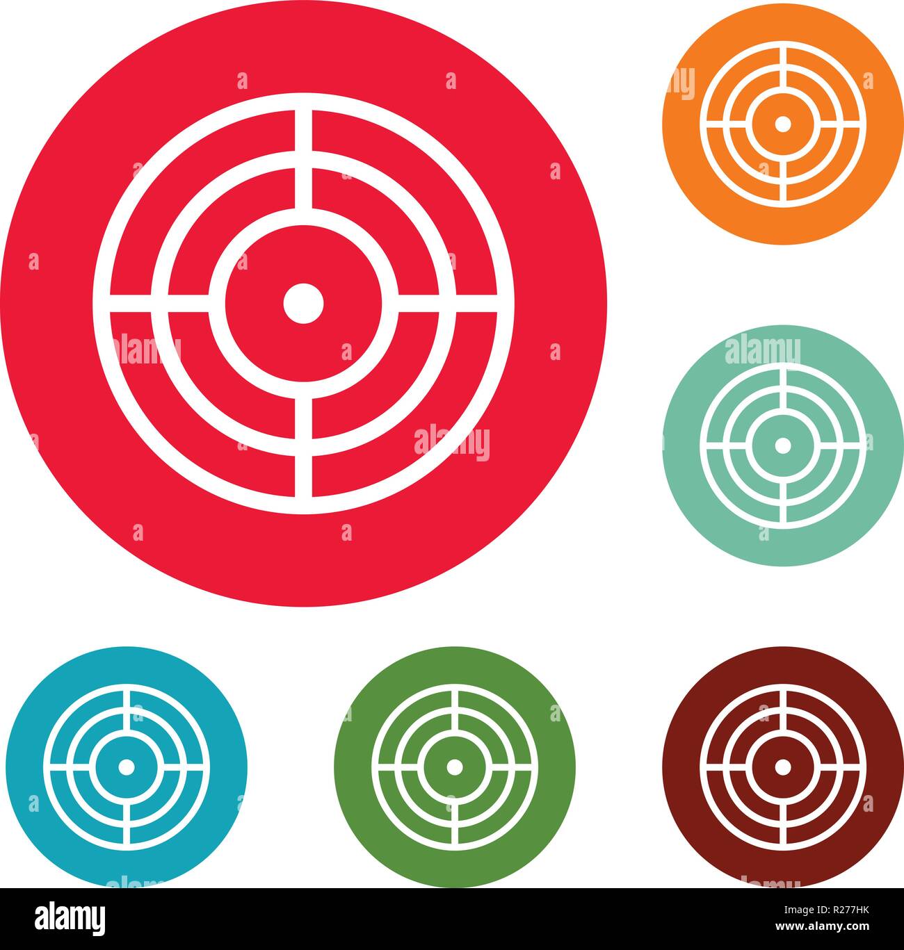 Objective of target icons circle set vector isolated on white ...