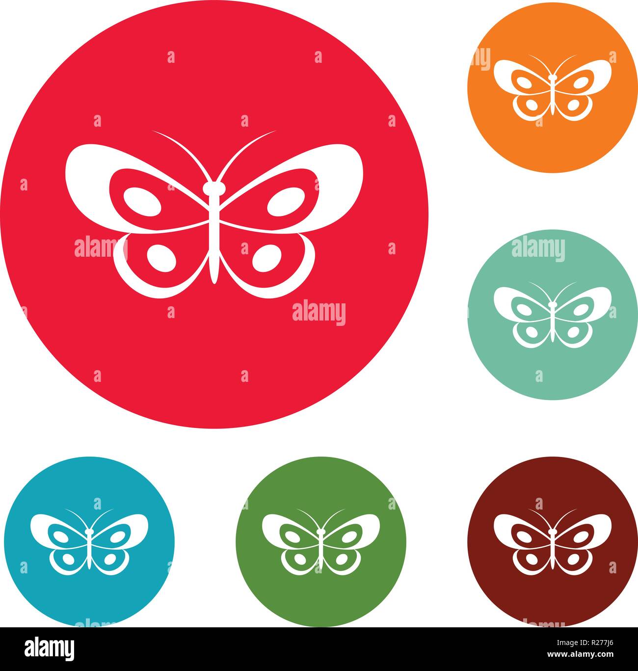 Tropical butterfly icons circle set vector isolated on white background ...