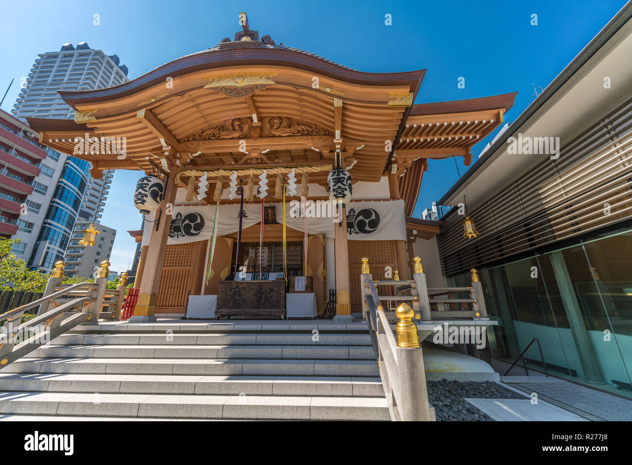 Tokyo, Chuo Ward - August 26, 2018 : Honden (Main Hall) of Suitengu ...