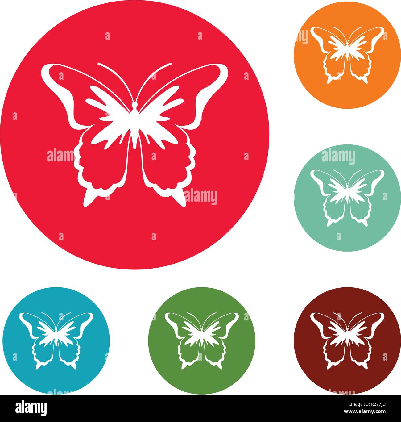 Insect butterfly icons circle set vector isolated on white background ...