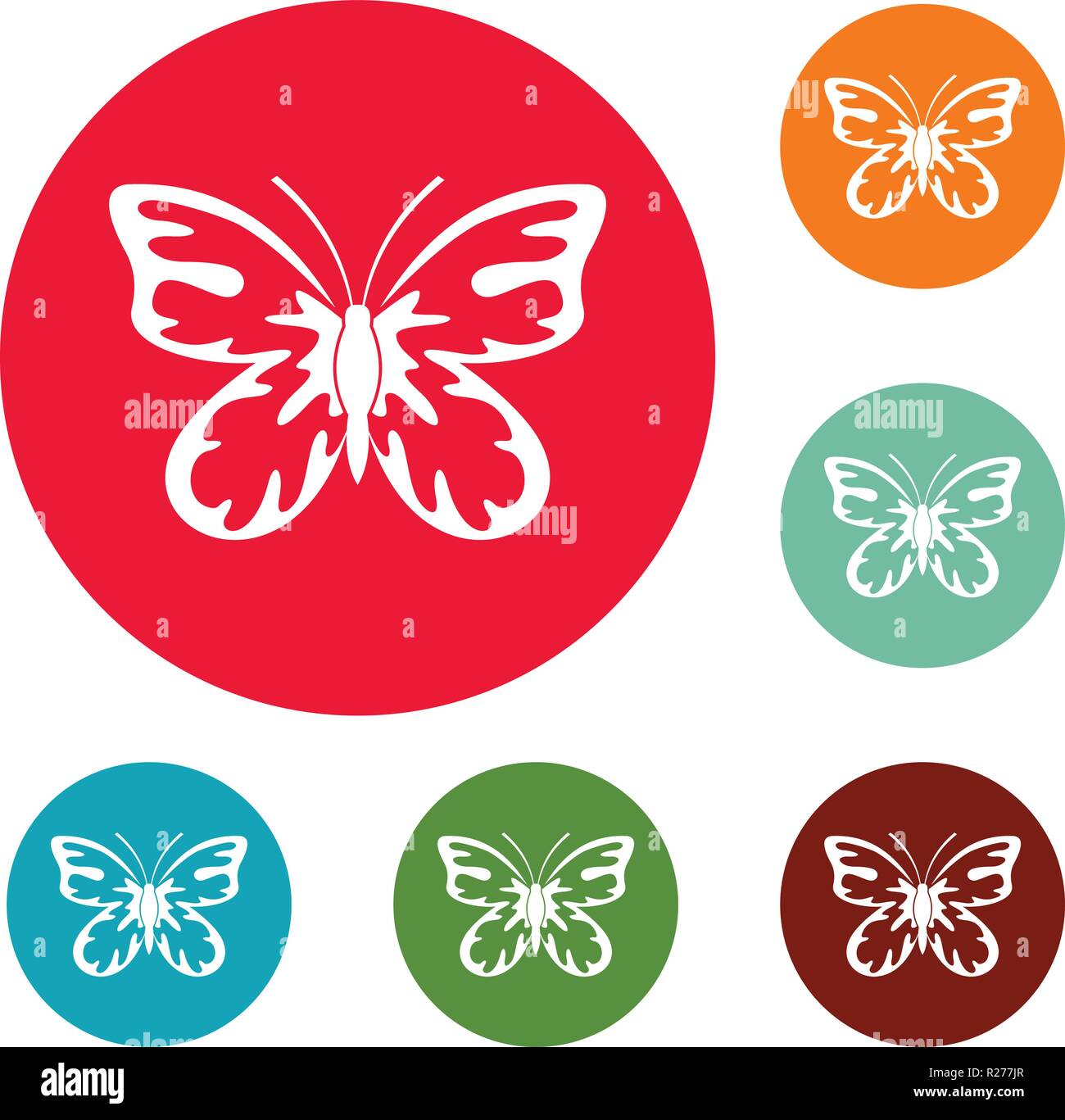 Summer butterfly icons circle set vector isolated on white background ...