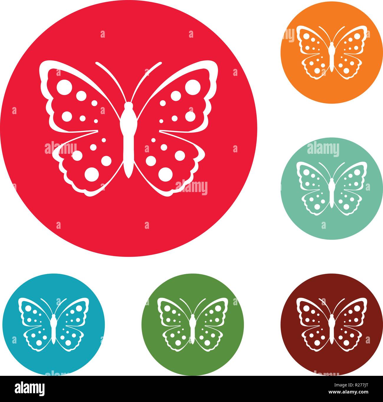 Spring butterfly icons circle set vector isolated on white background ...