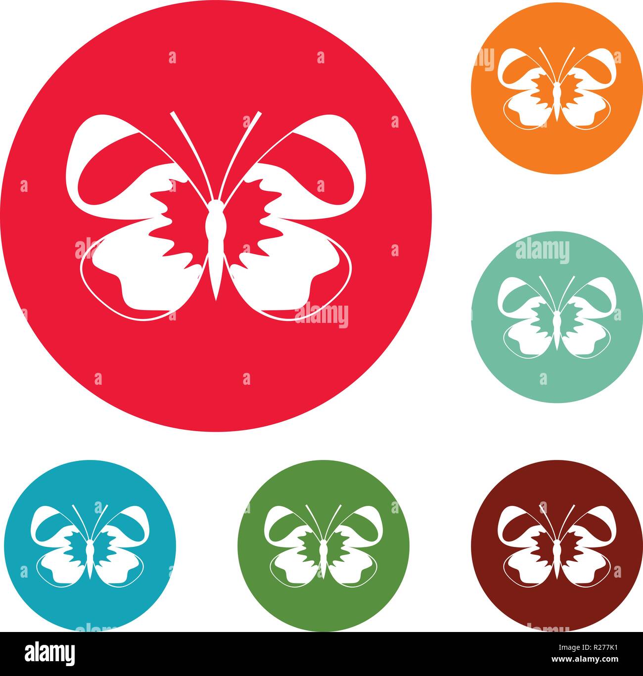 Light butterfly icons circle set vector isolated on white background ...