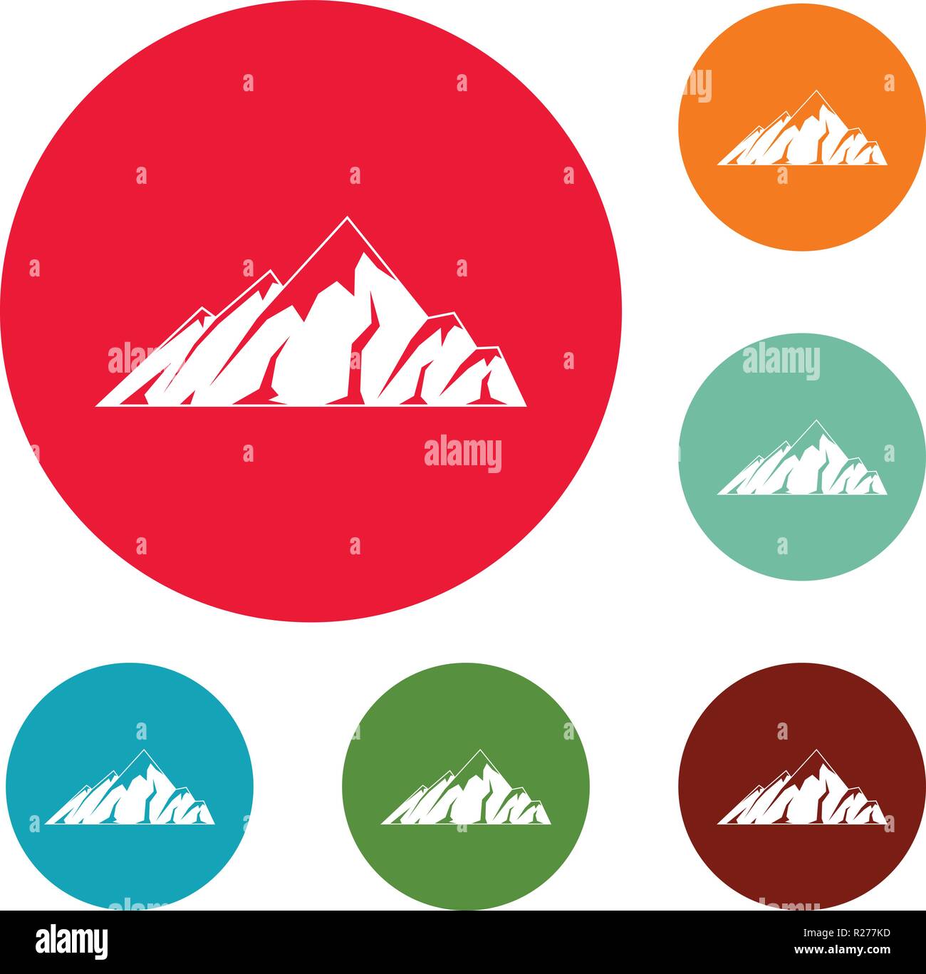 Alpine mountain icons circle set vector isolated on white background ...
