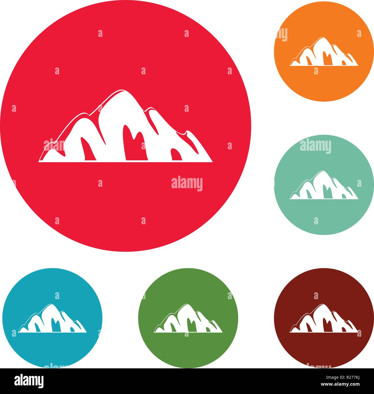 Beautiful mountain icons circle set vector isolated on white background ...