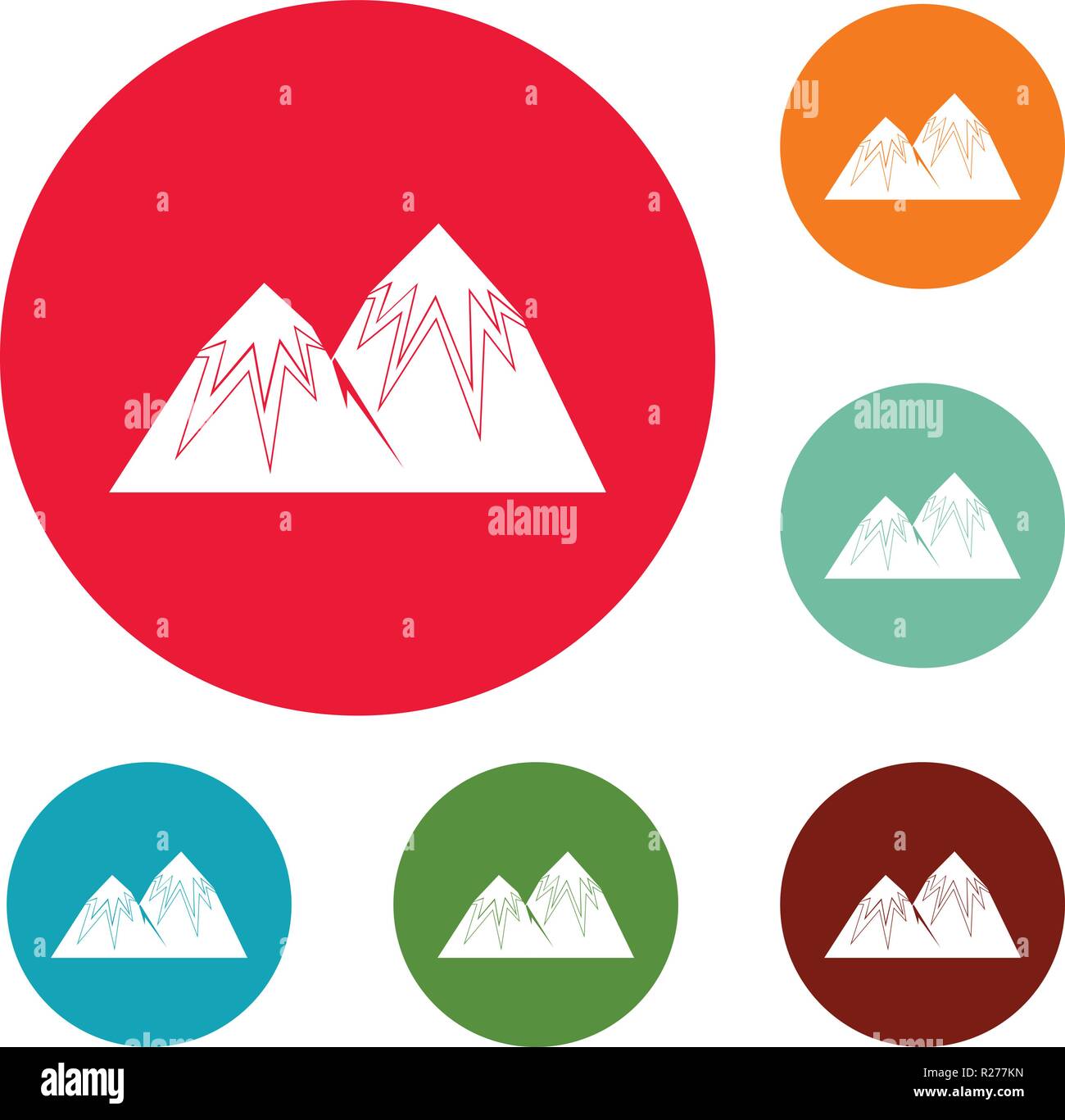 Snow peak icons circle set vector isolated on white background Stock ...