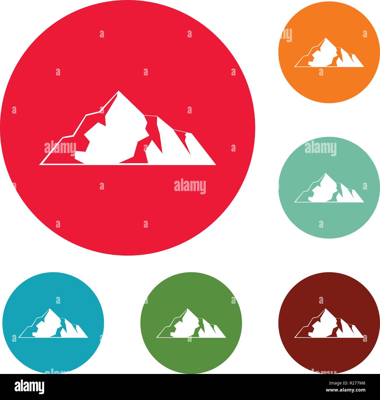 Ice mountain icons circle set vector isolated on white background Stock ...