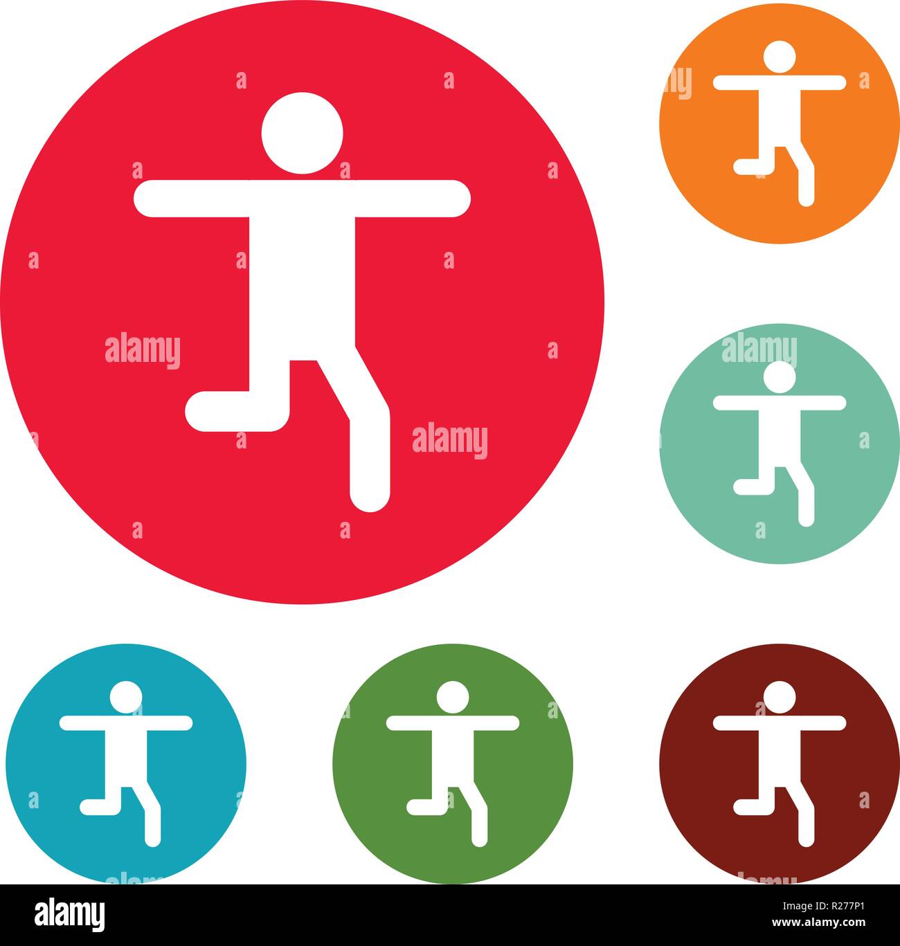 Stick figure stickman icons circle set vector isolated on white ...