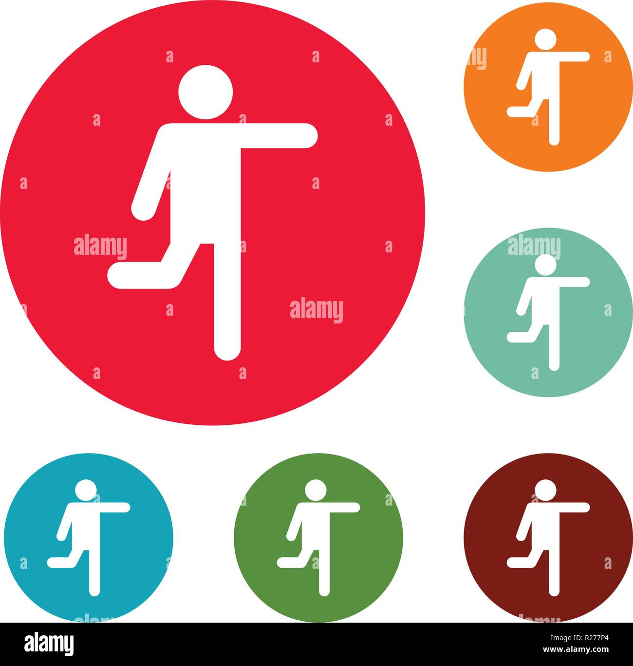 Stick figure stickman icons circle set vector isolated on white ...