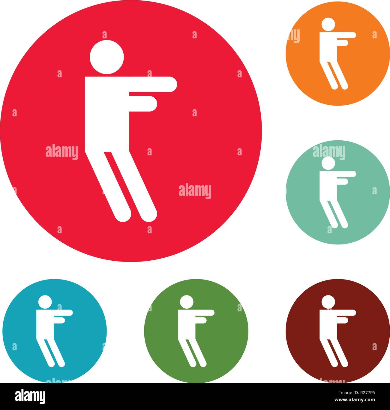 Stick figure stickman icons circle set vector isolated on white ...