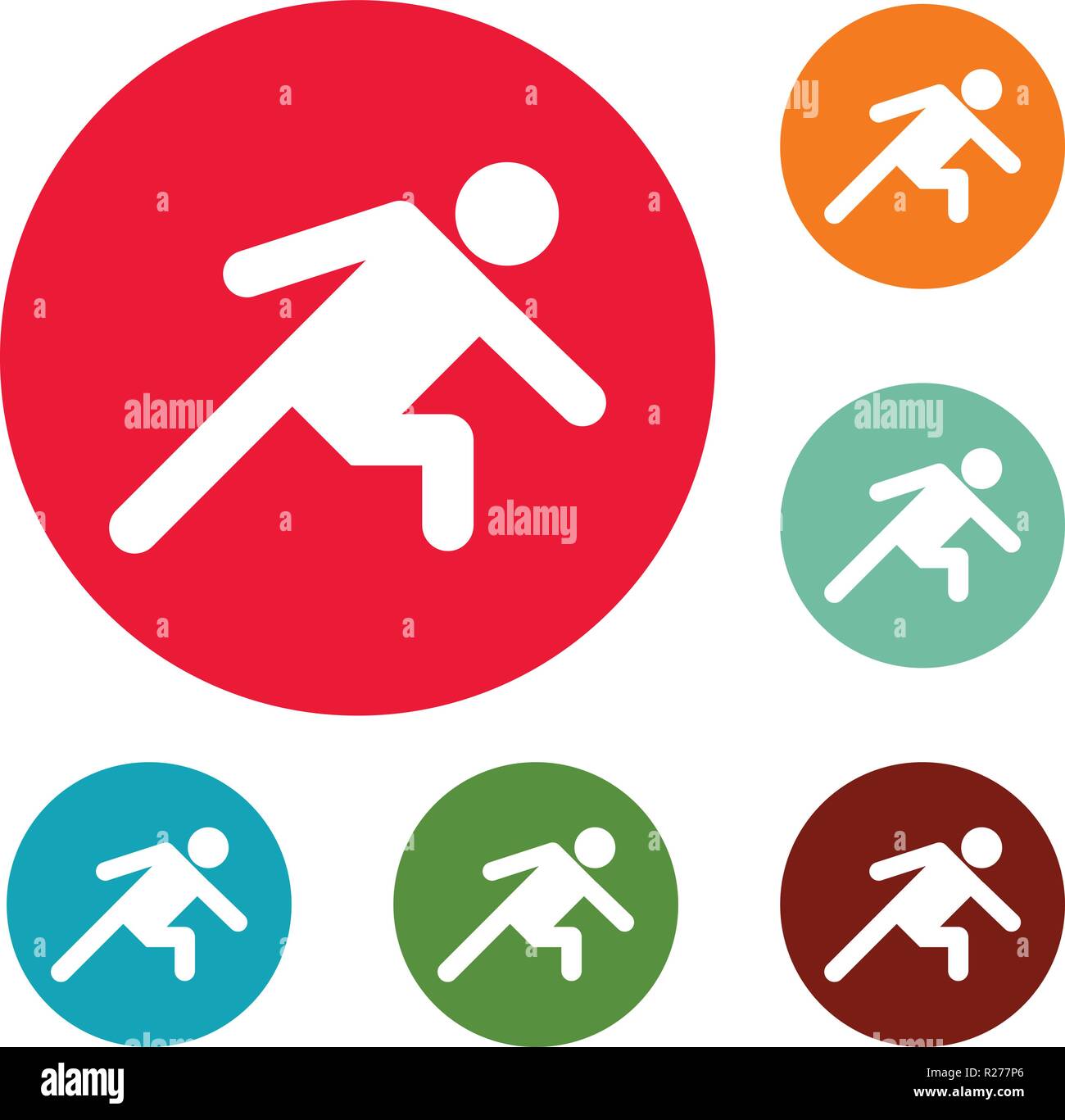 Stick figure stickman icons circle set vector isolated on white ...