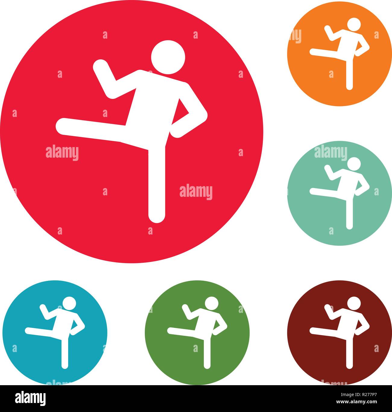 Stick figure stickman icons circle set vector isolated on white ...