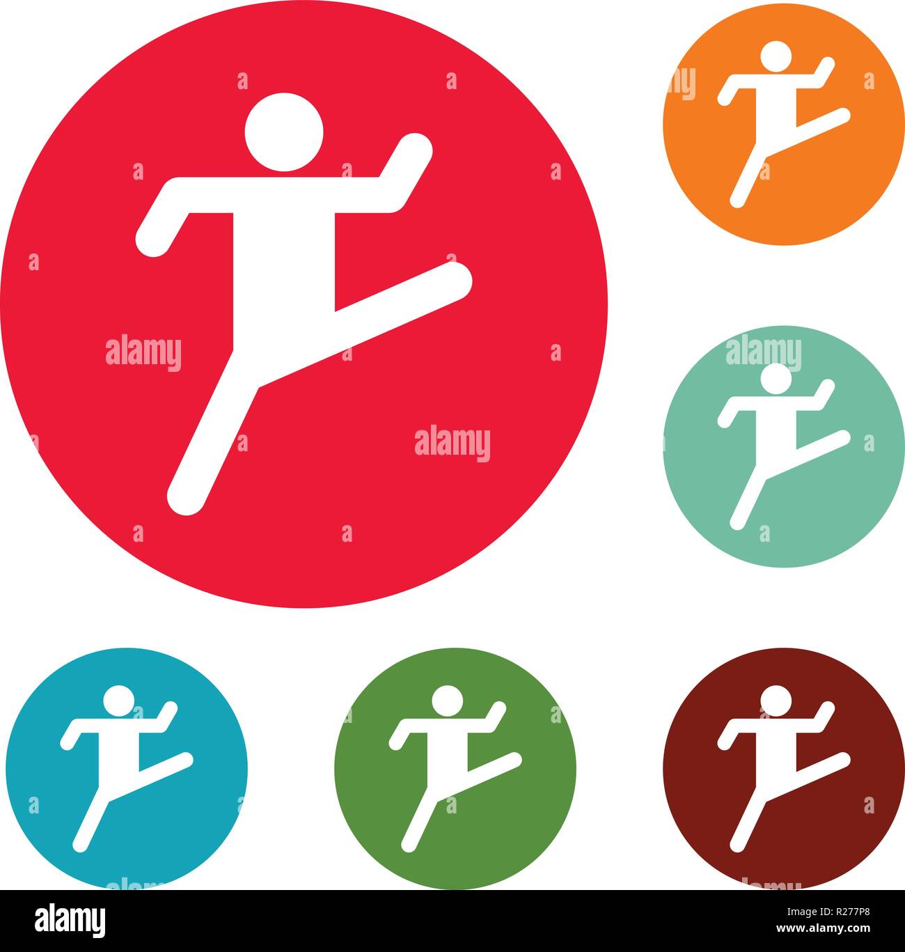 Stick figure stickman icons circle set vector isolated on white ...