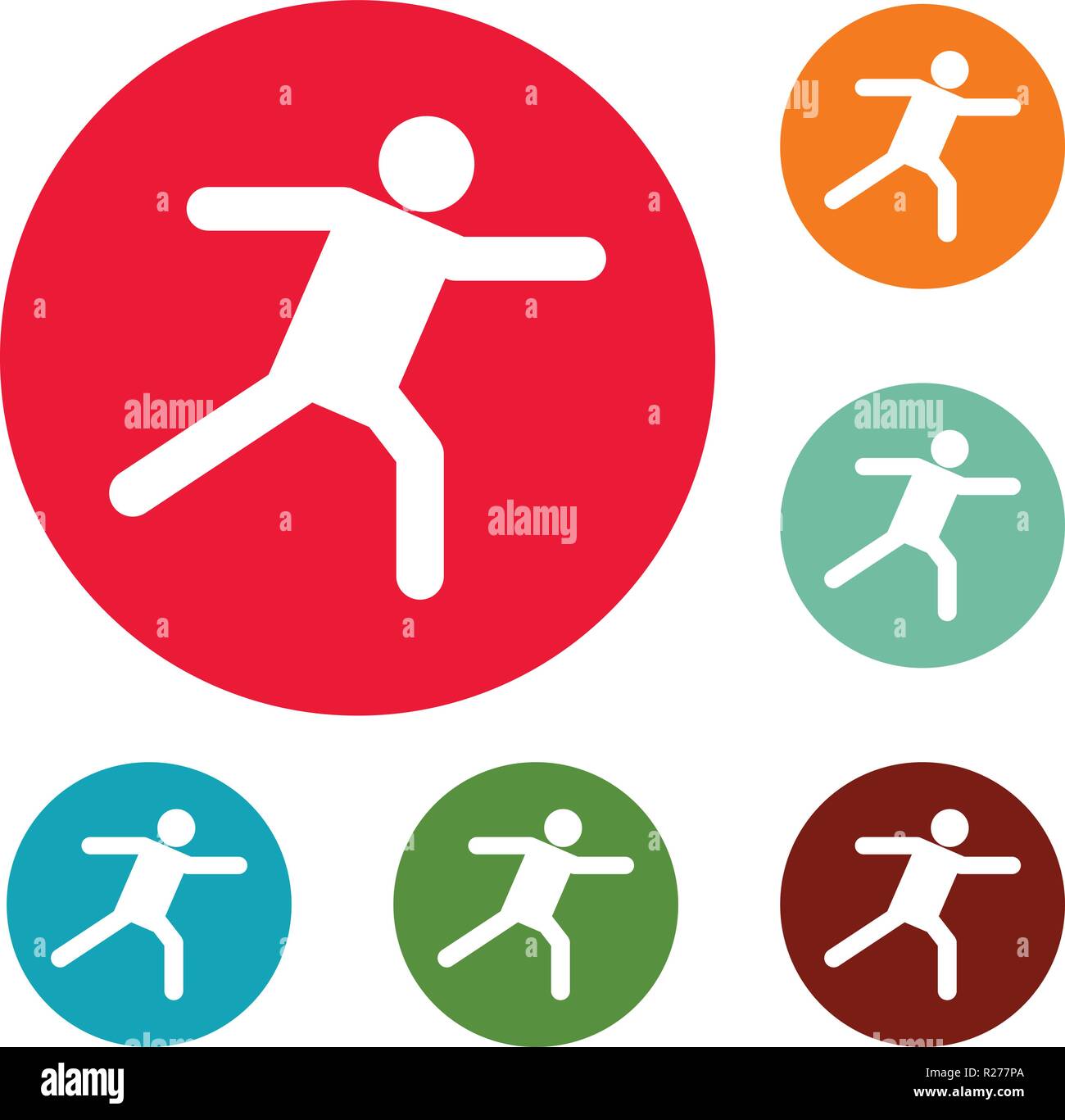 Stick figure stickman icons circle set vector isolated on white ...