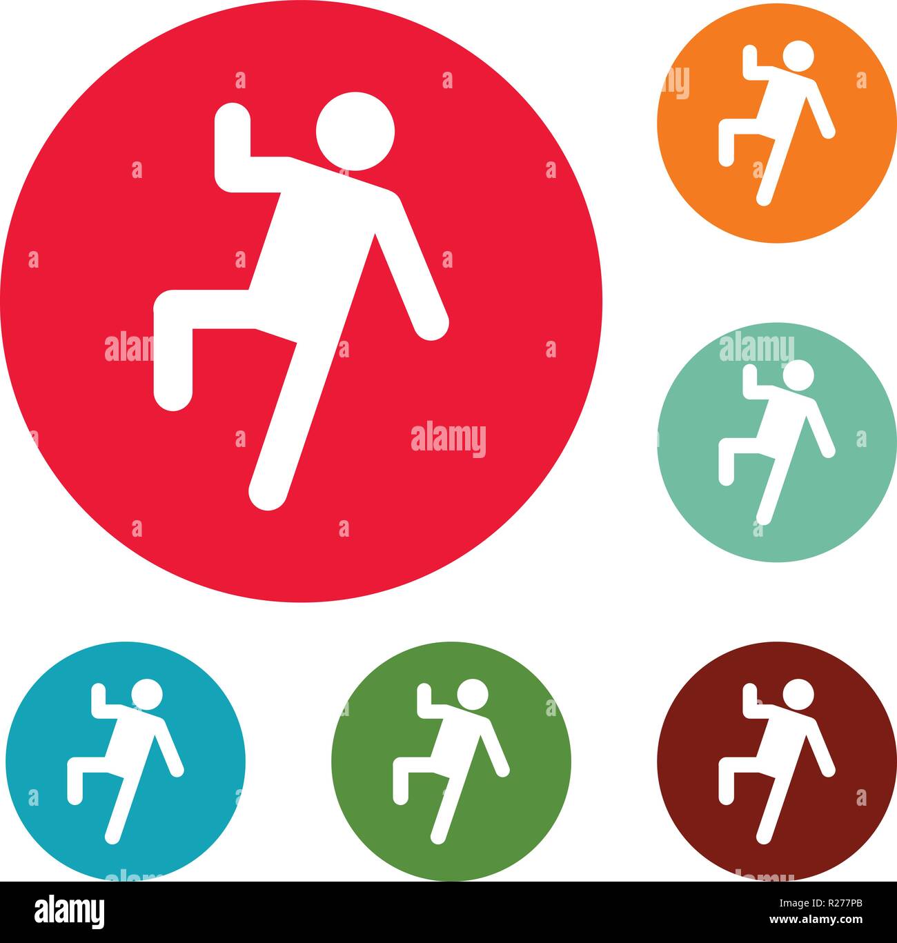 Stick figure stickman icons circle set vector isolated on white ...