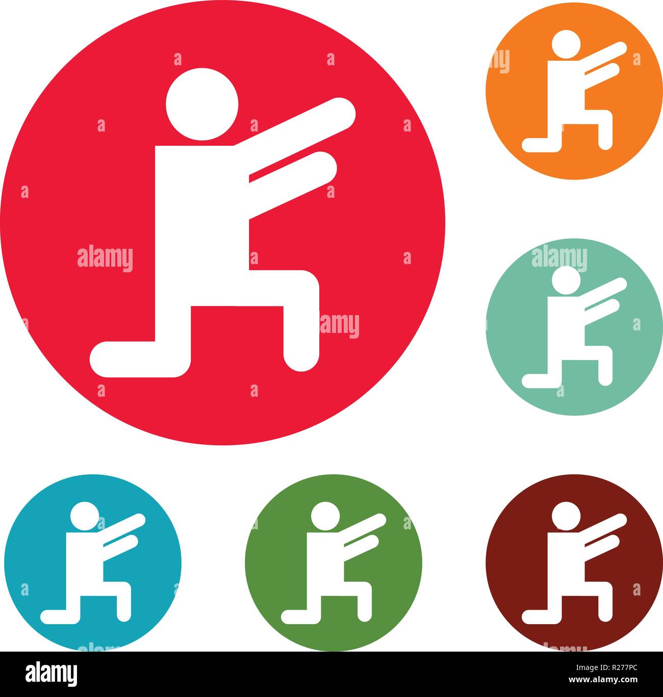 Stick figure stickman icons circle set vector isolated on white ...