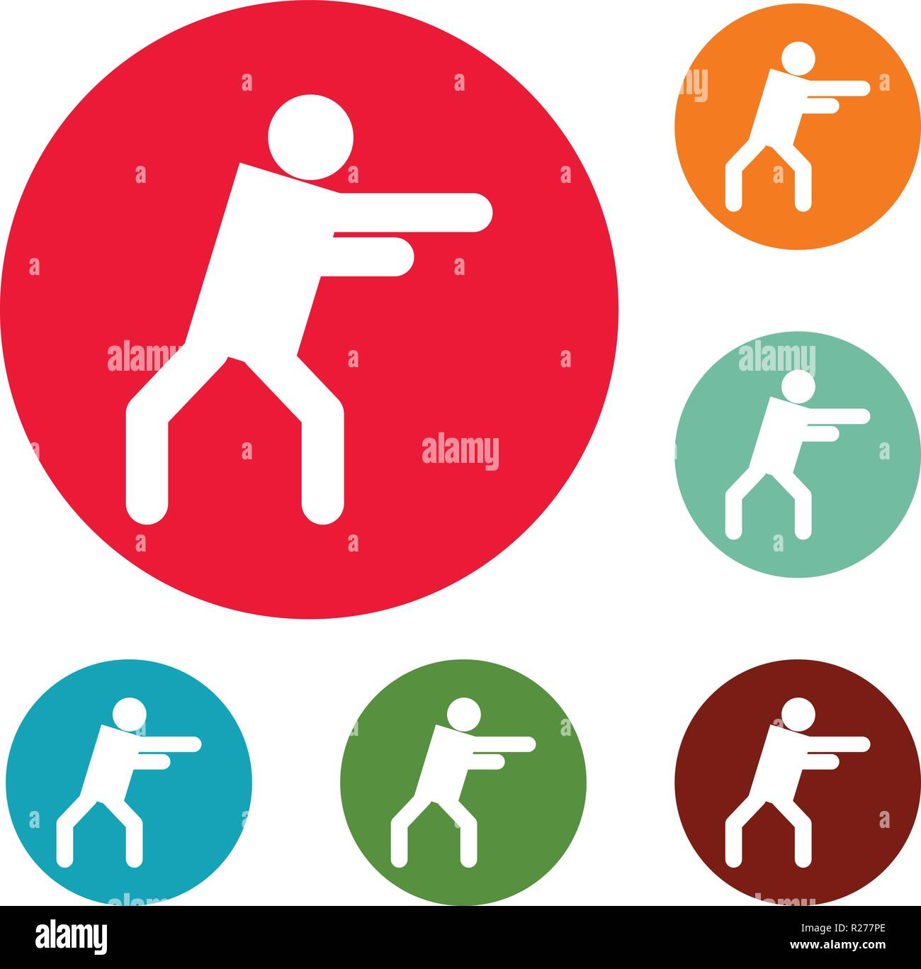 Stick figure stickman icons circle set vector isolated on white ...