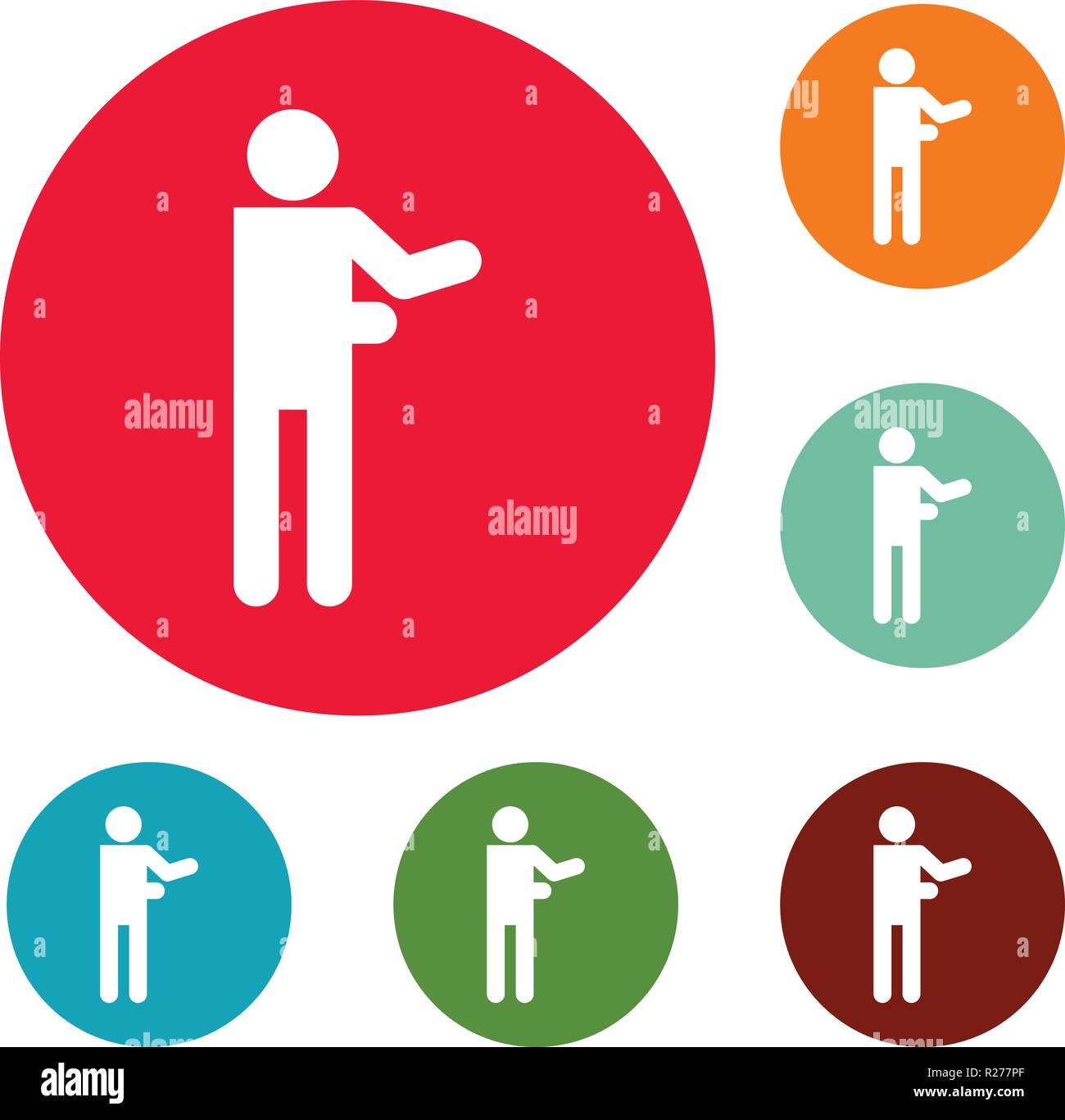 Stick figure stickman icons circle set vector isolated on white ...