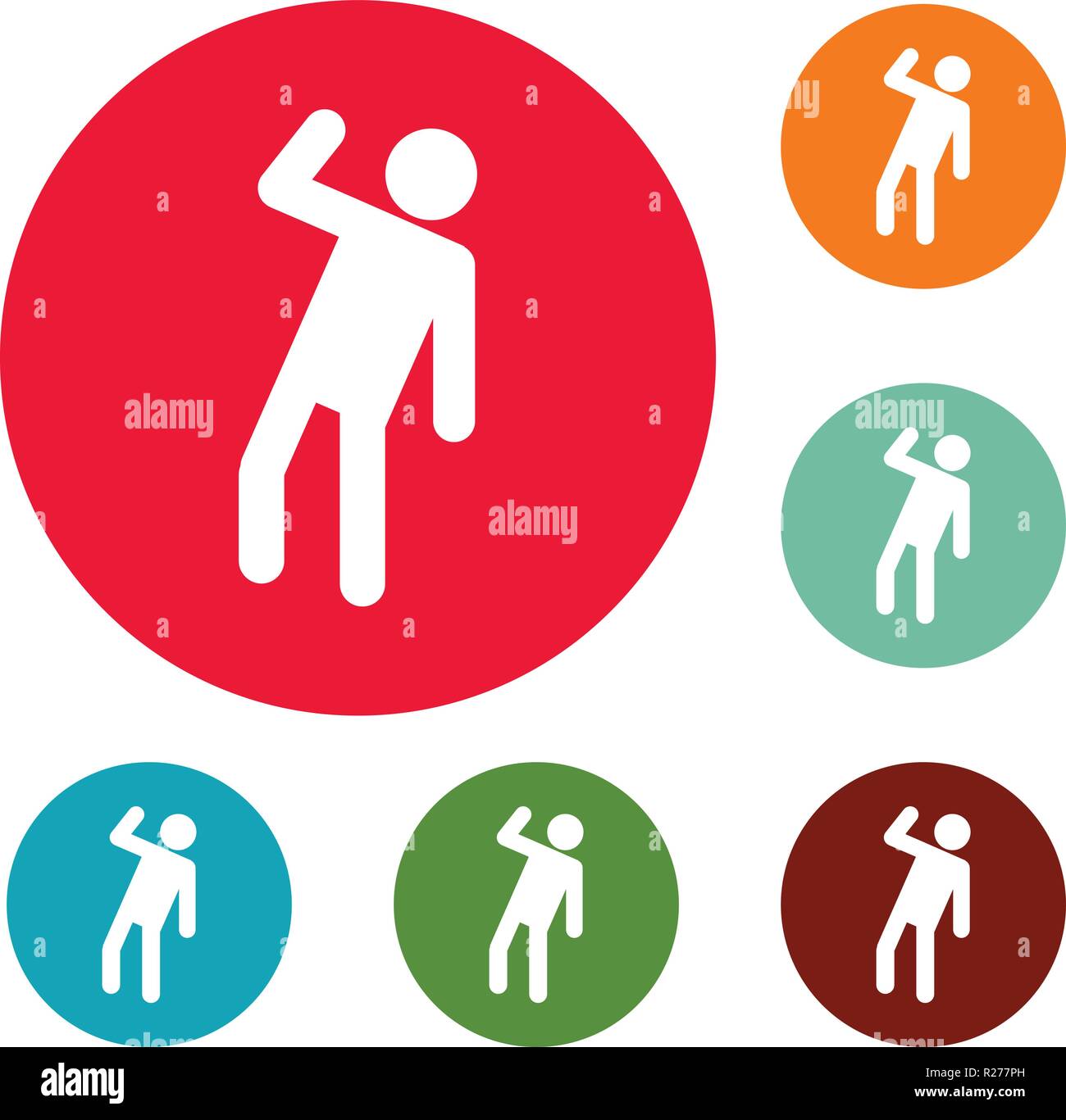 Stick figure stickman icons circle set vector isolated on white ...