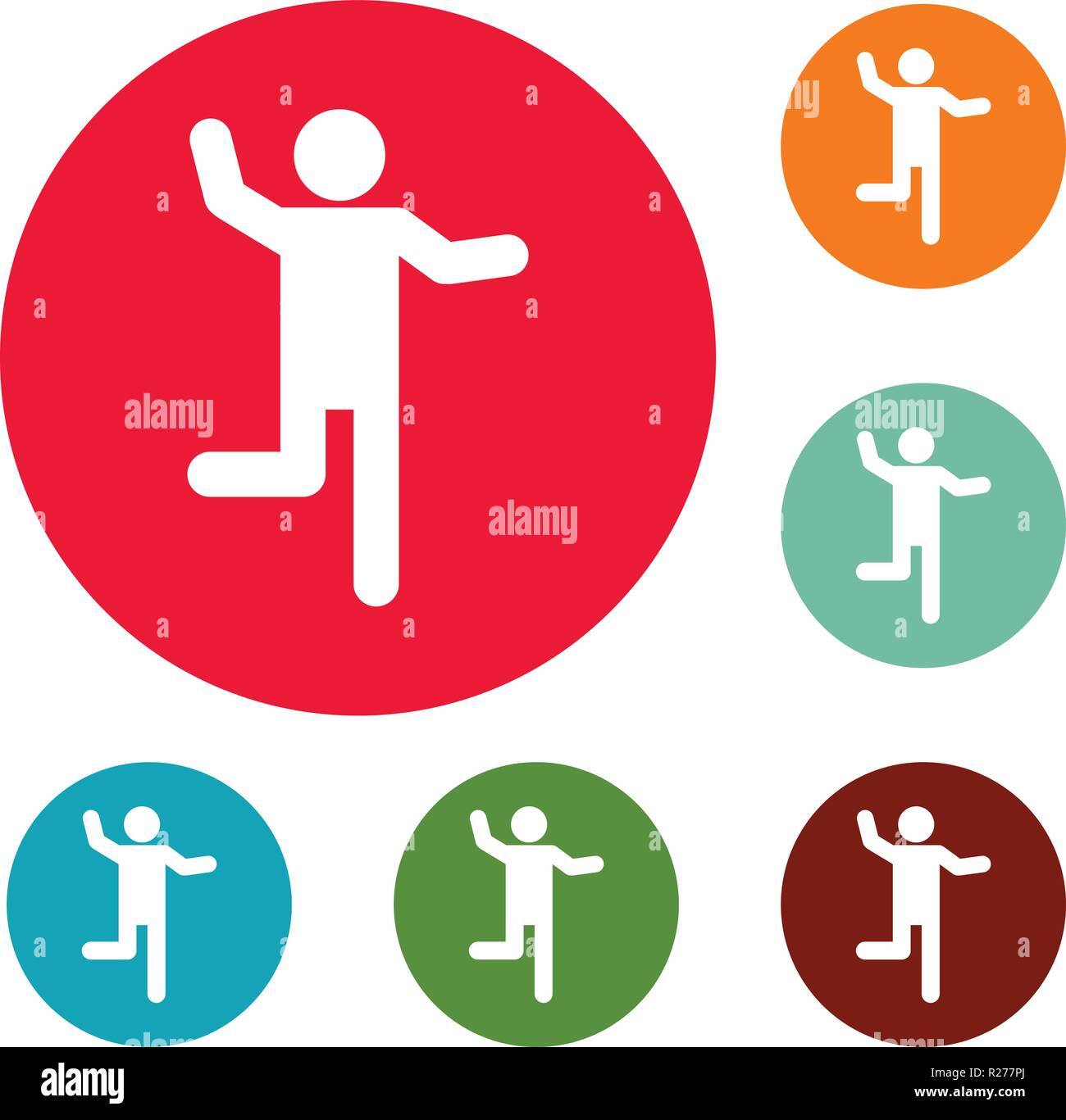 Stick figure stickman icons circle set vector isolated on white ...