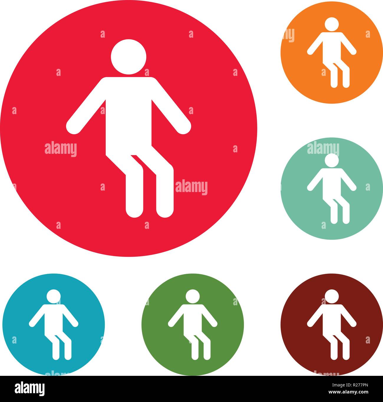 Stick figure stickman icons circle set vector isolated on white ...