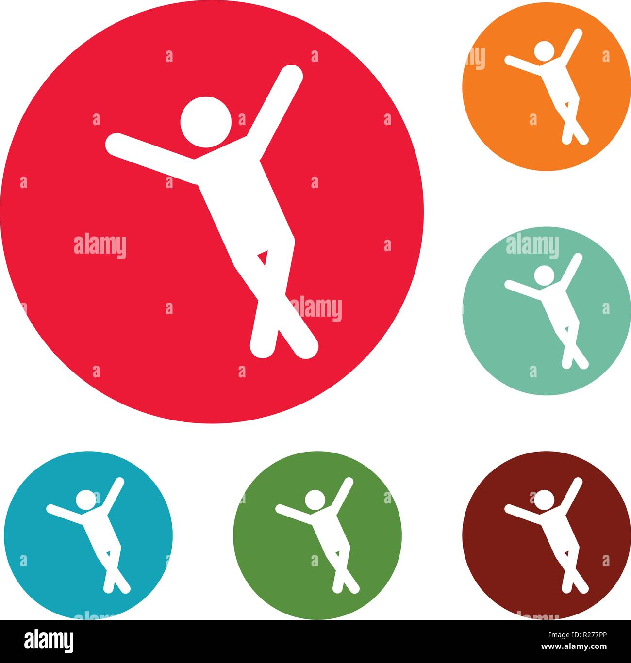 Stick figure stickman icons circle set vector isolated on white ...