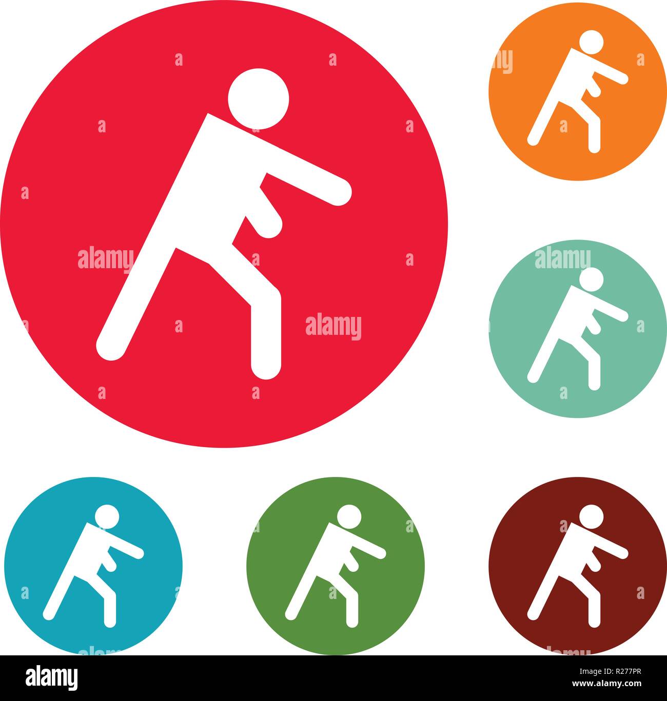 Stick figure stickman icons circle set vector isolated on white ...