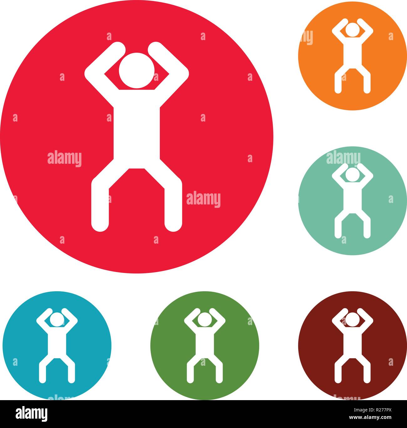 Stick figure stickman icons circle set vector isolated on white ...