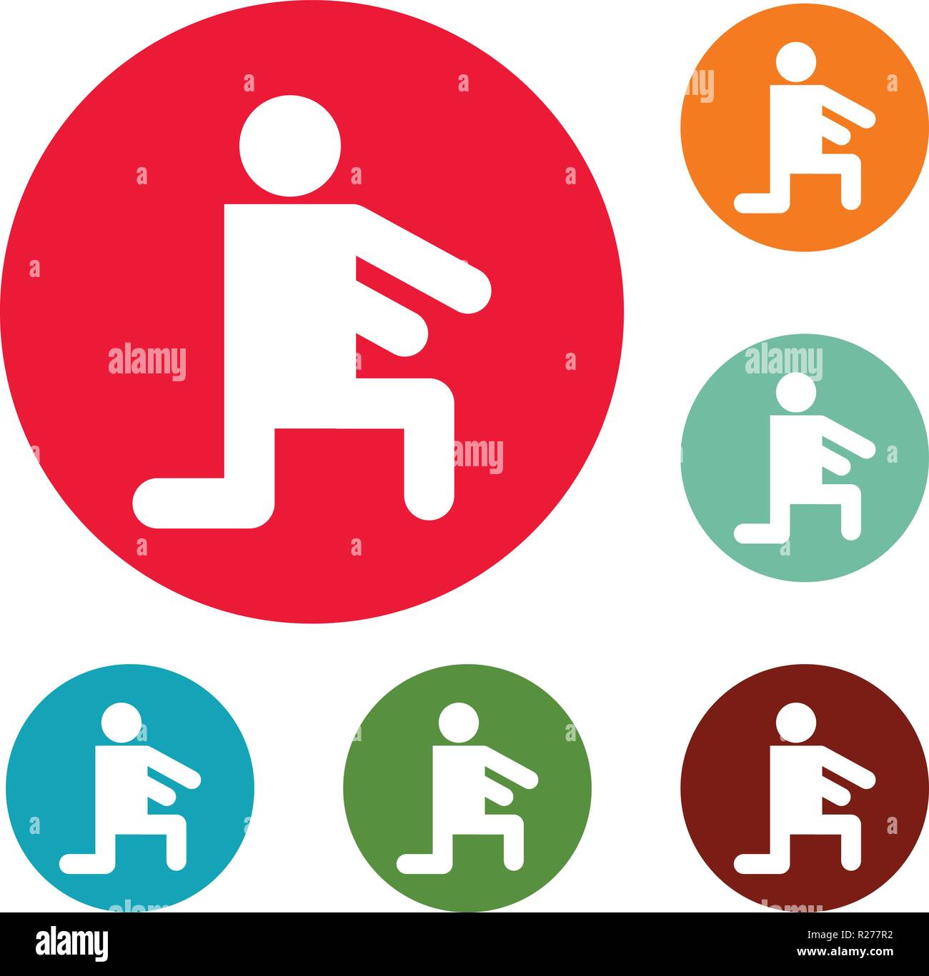 Stick figure stickman icons circle set vector isolated on white ...