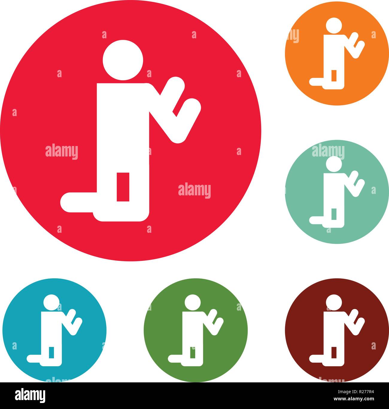 Stick figure stickman icons circle set vector isolated on white ...