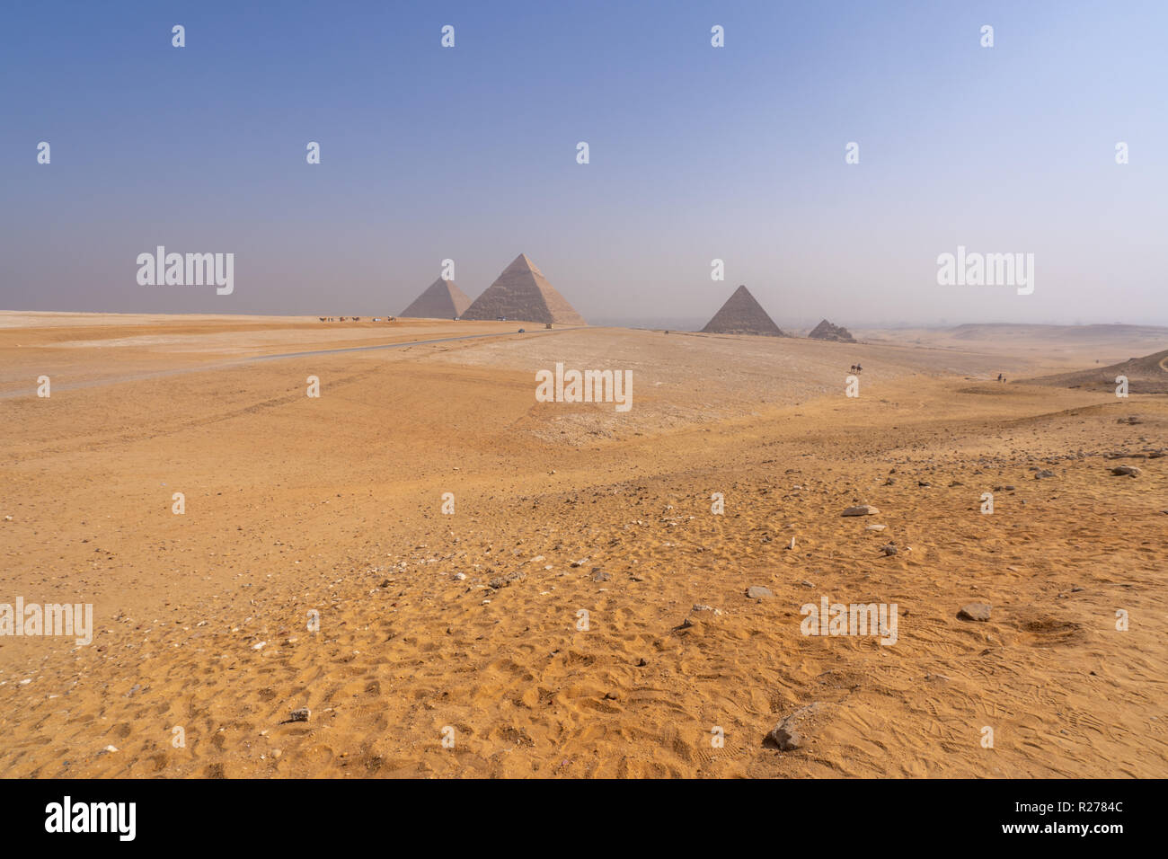 Pyramids of Giza near Cairo Egypt. Wonder of the World in the desert ...