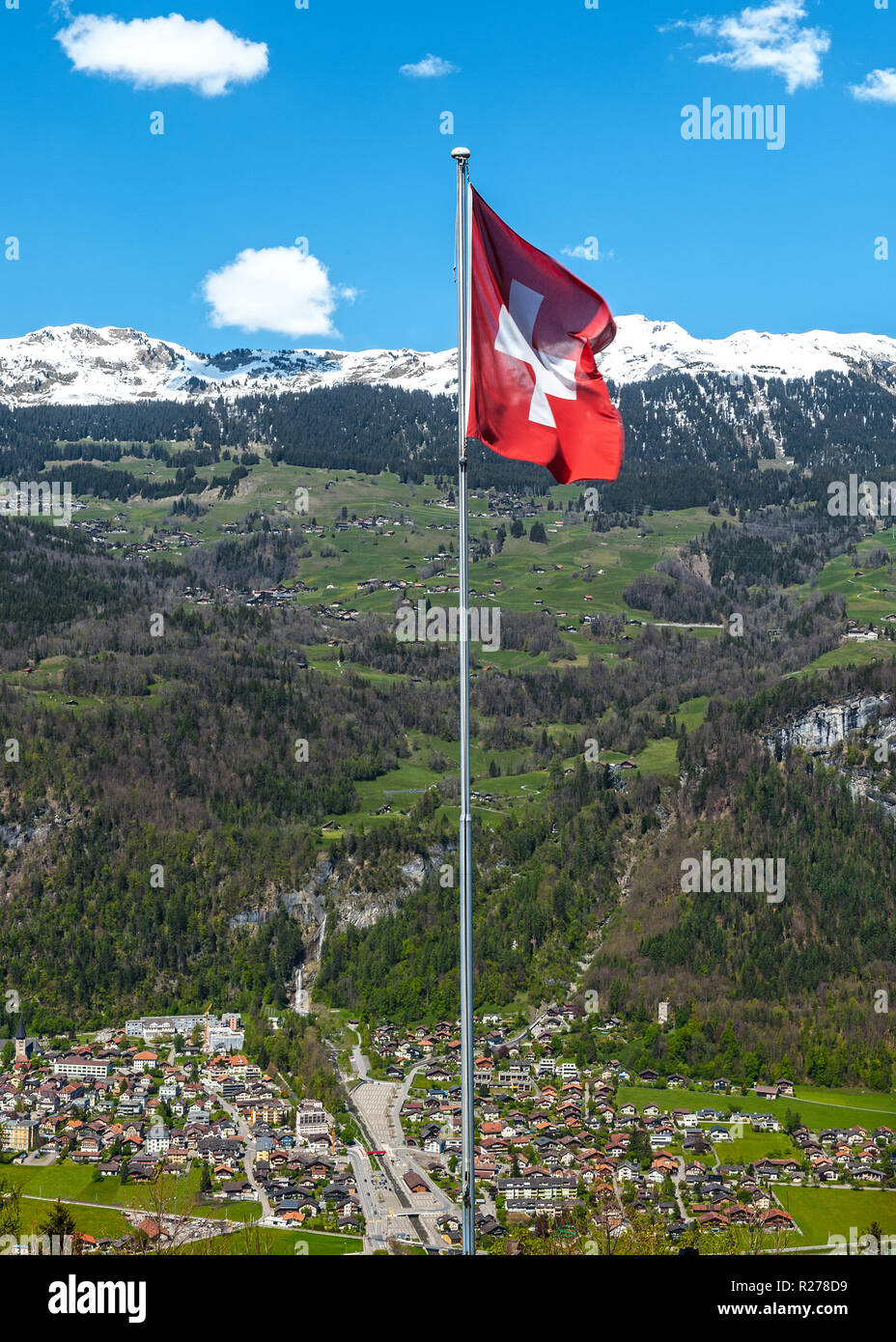 National flag in Swiss Alps Stock Photo - Alamy