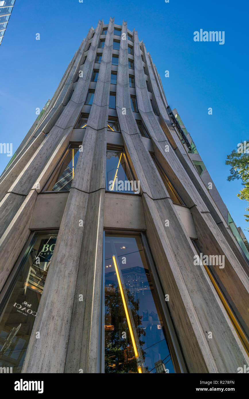 Tokyo, Shibuya Ward - August 17, 2018 - Hugo Boss building designed by ...