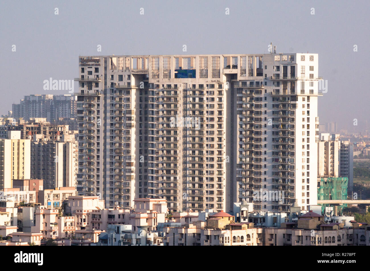 Aerial shot of skyscrapers houses offices in noida delhi gurgaon Stock ...