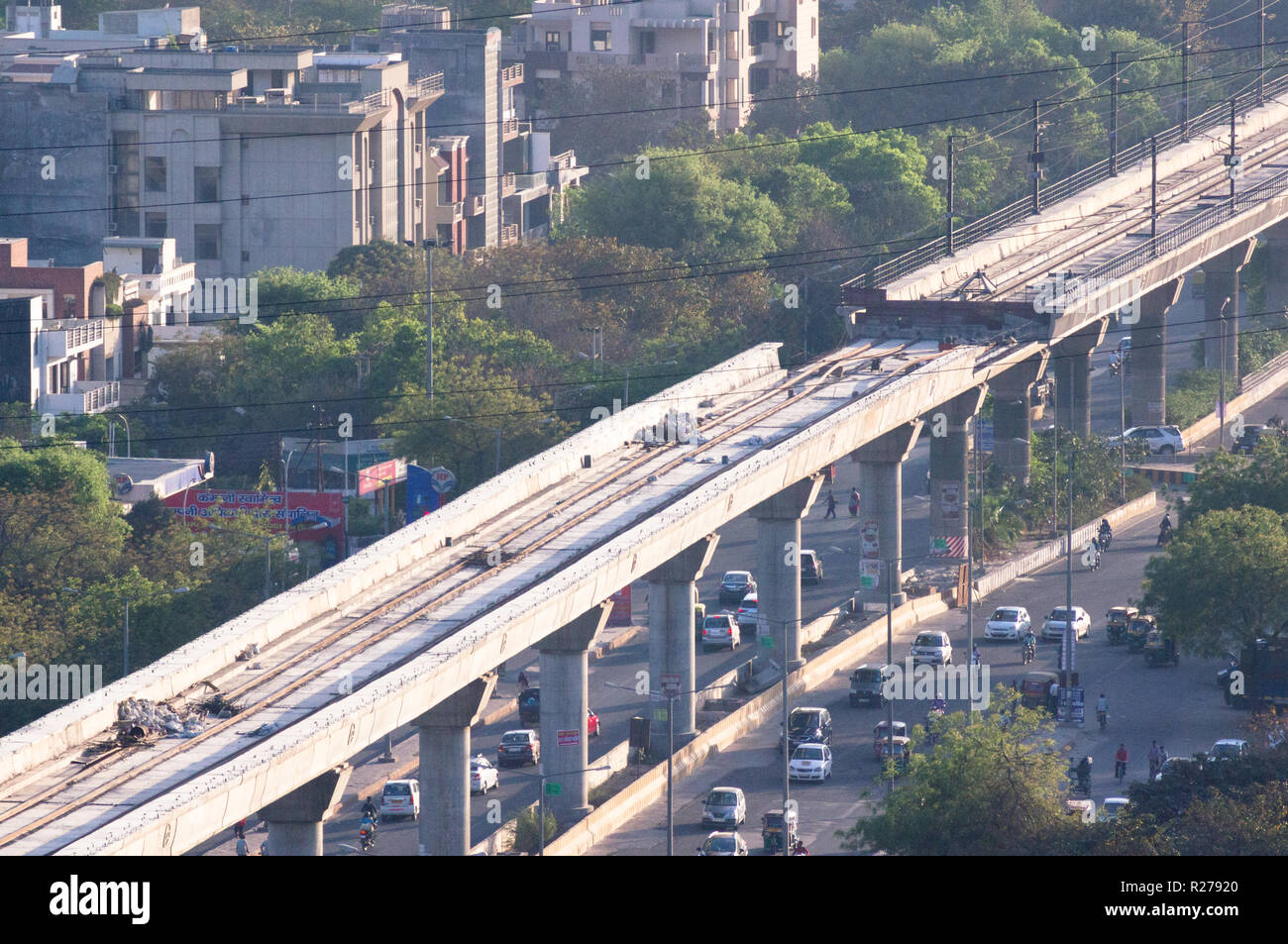 Under construction metro station and bridge in delhi Stock Photo - Alamy