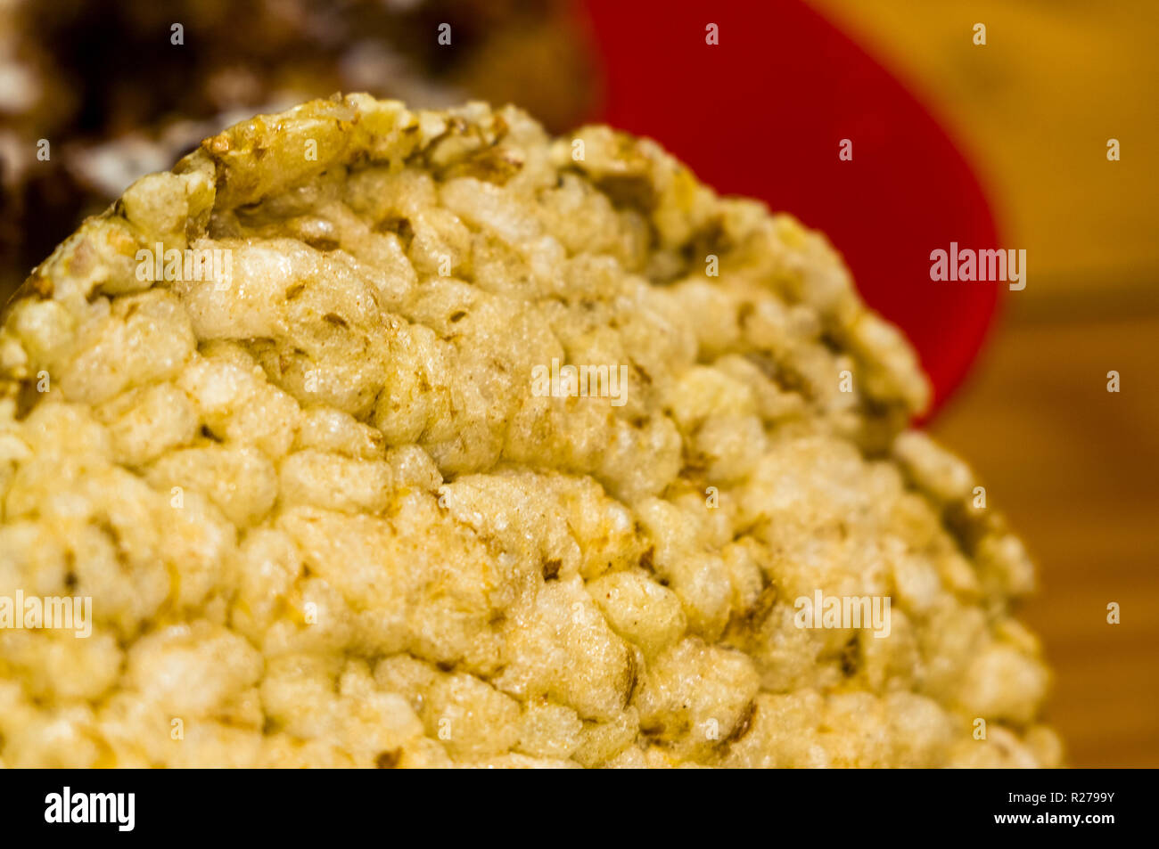 diet crunches - crispy bread of wheat, rice and fruit, texture close-up ...