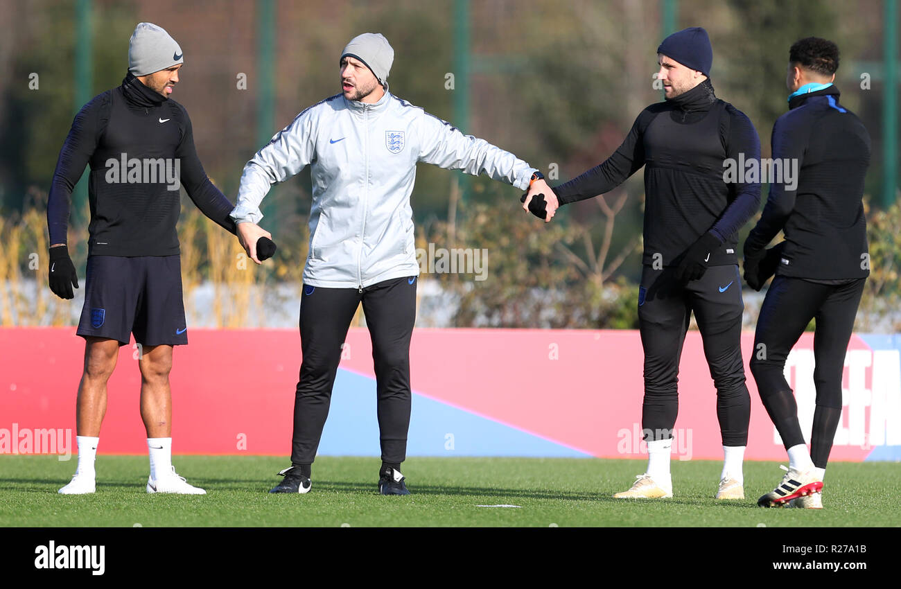 England's Callum Wilson (left) and Luke Shaw (right) during the ...