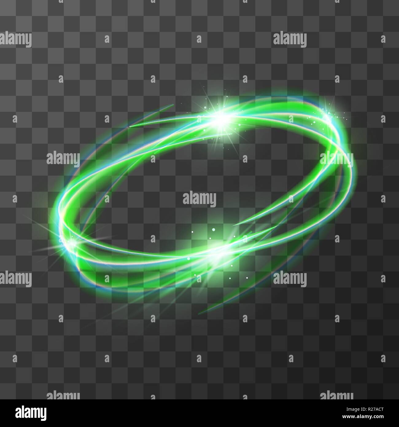 Neon blurry swirl, green magic light trail effect at motion. Luminous ...