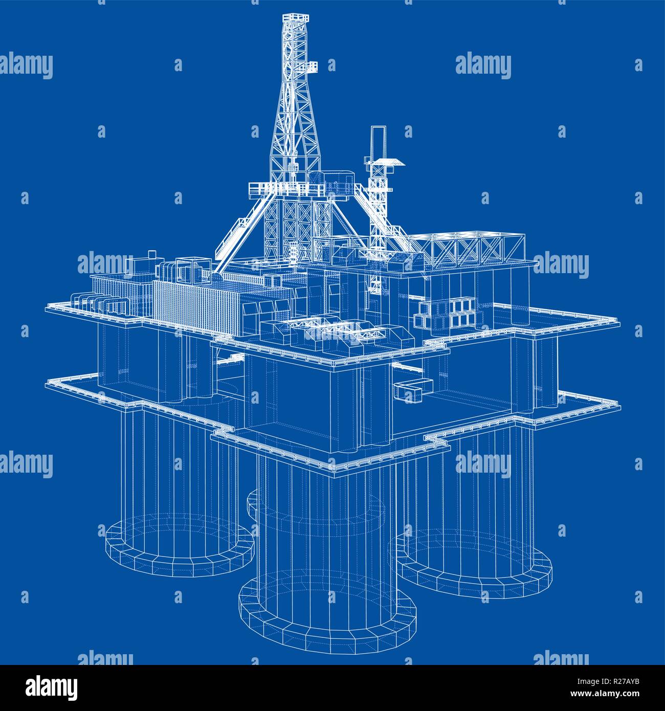 Offshore oil rig drilling platform concept. Vector Stock Vector Image ...