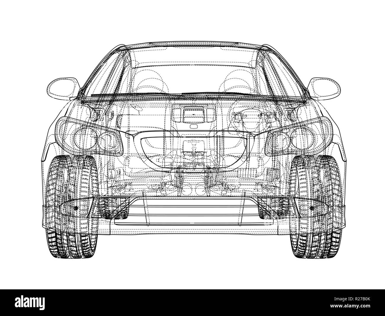 3d model car blueprint Cut Out Stock Images & Pictures - Alamy