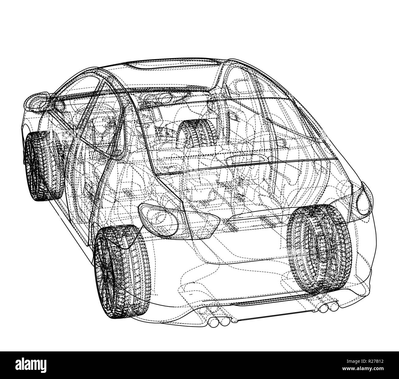 Concept car. Vector rendering of 3d Stock Vector Image & Art - Alamy