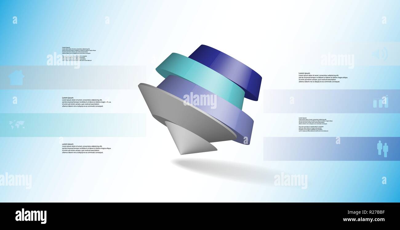 3D illustration infographic template. The round pentagon is divided to ...