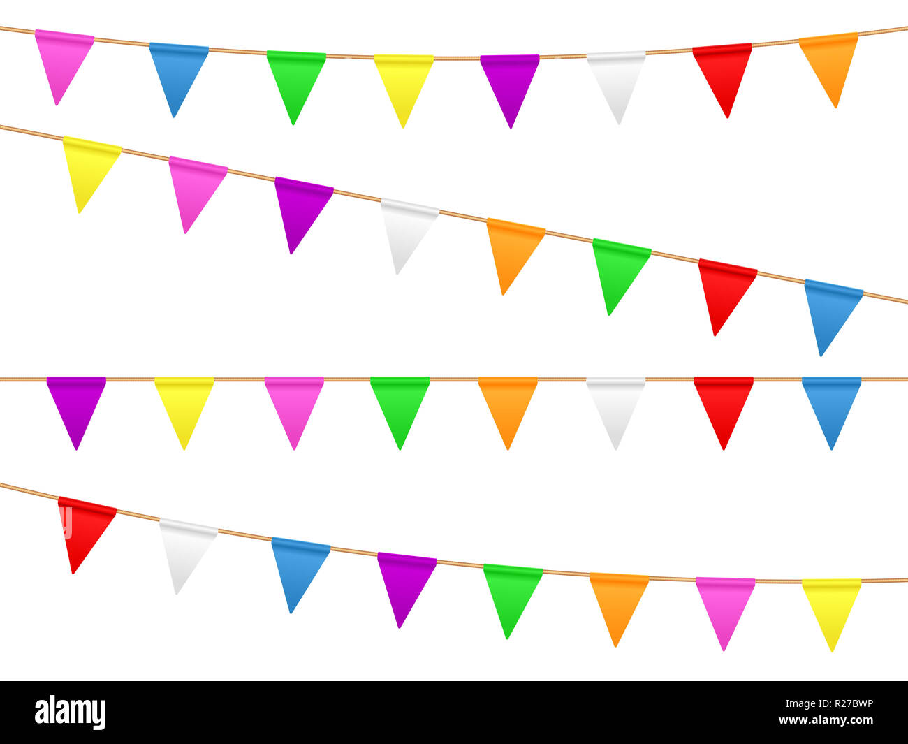 Colors flags on wash line. Vector illustration Stock Photo - Alamy