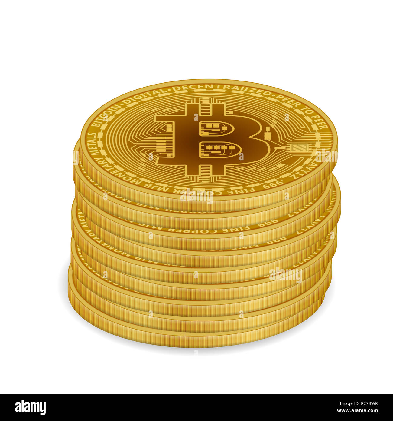 Bitcoin coins on a white background. Vector illustration Stock Photo ...