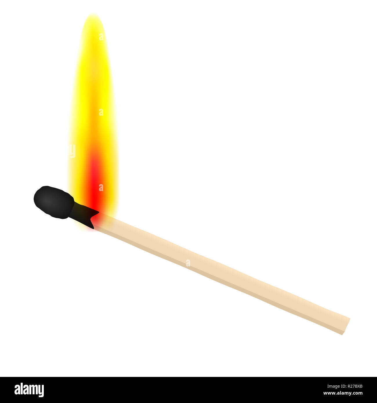 Match on fire on white background. Vector illustration Stock Photo - Alamy