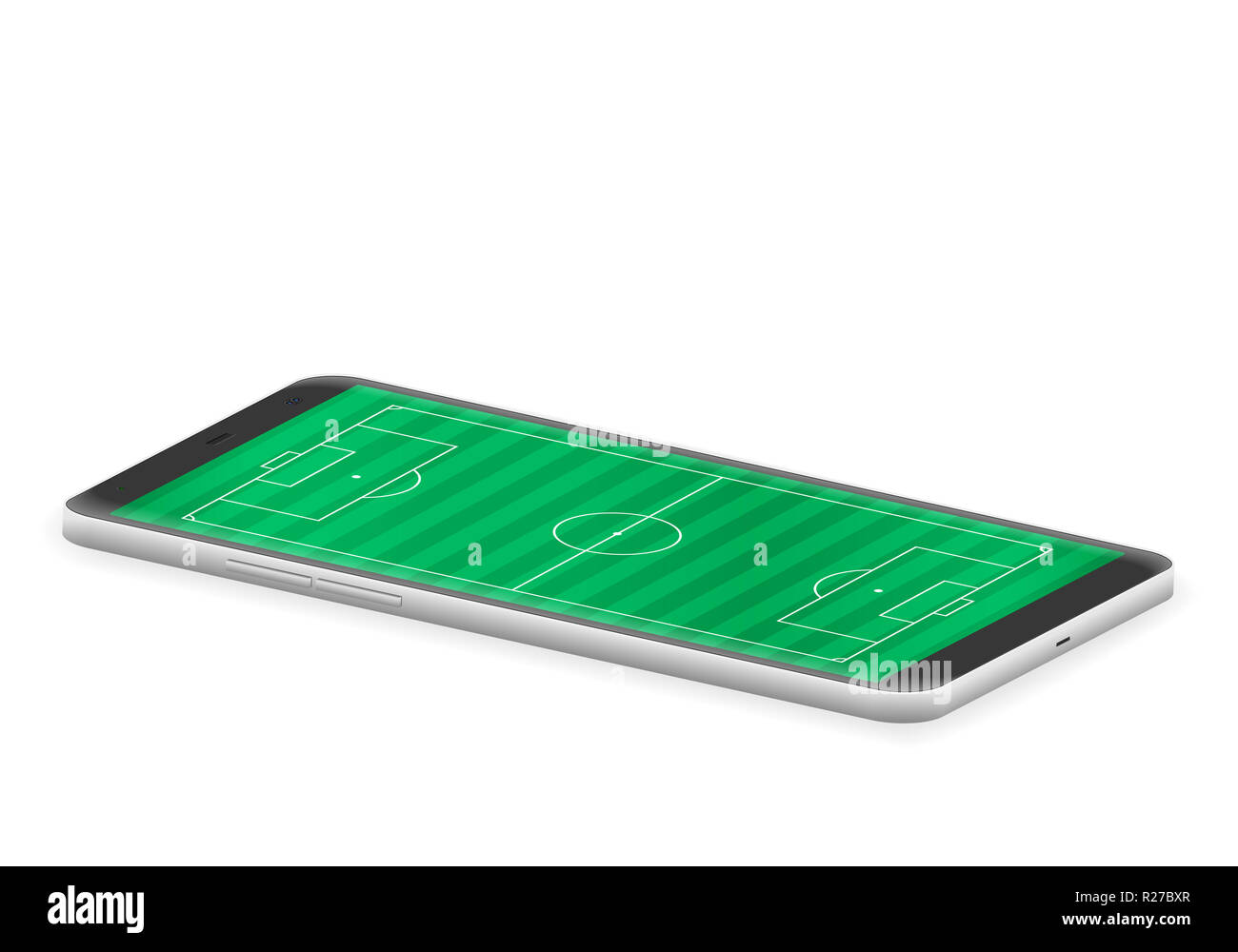 Smart phone soccer field on a white background Stock Photo - Alamy