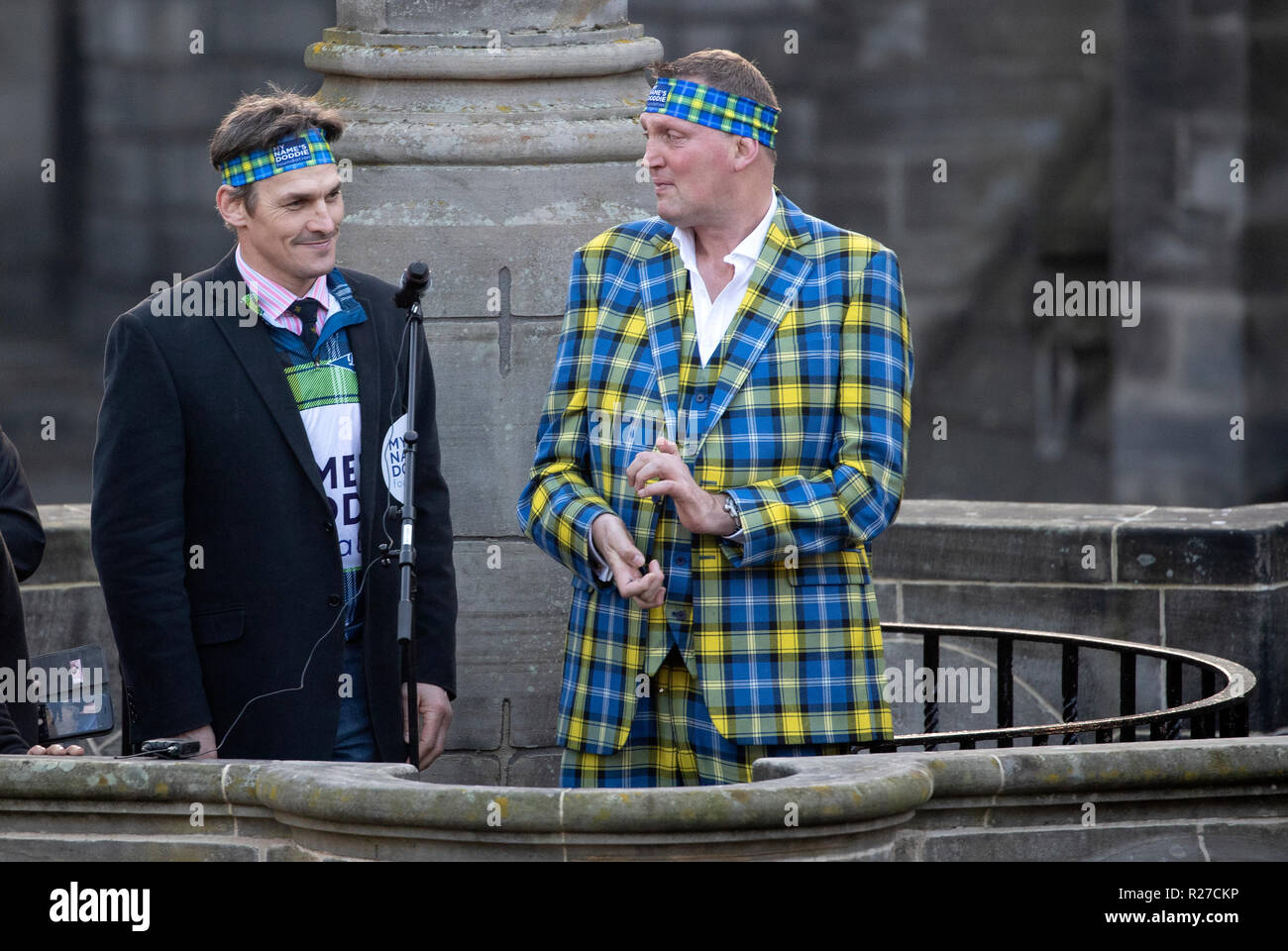 Former Scotland rugby international Doddie Weir (right) with former ...