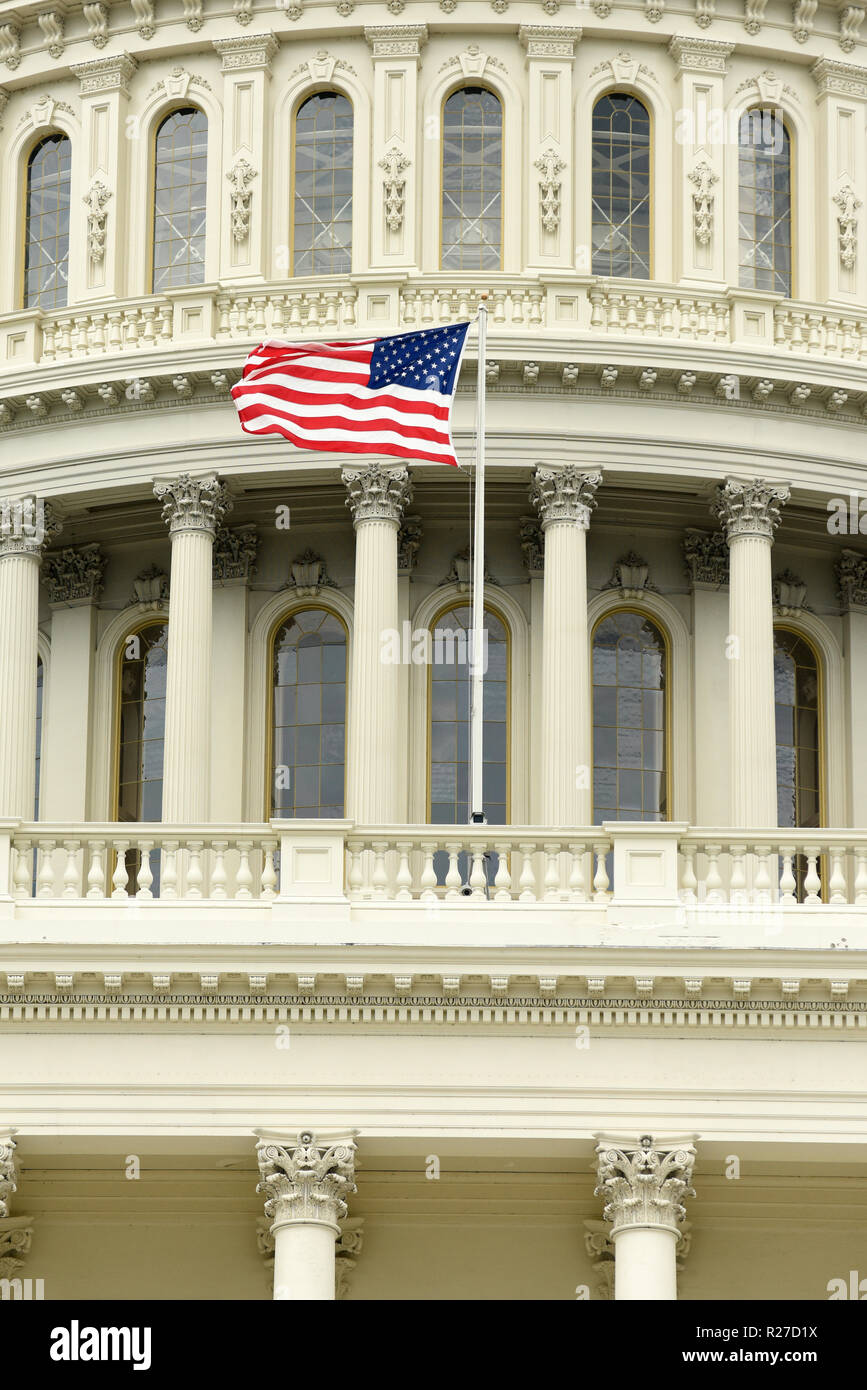 US flag on the dome of United States Capitol Building Stock Photo - Alamy